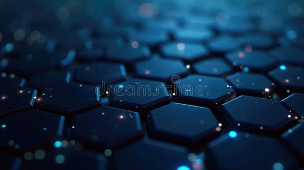 Technology Background with a Network of Blue Hexagons and Electronic ...