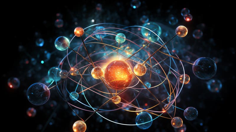 Science Background with Particles and Waves, Quantum Technology Stock ...