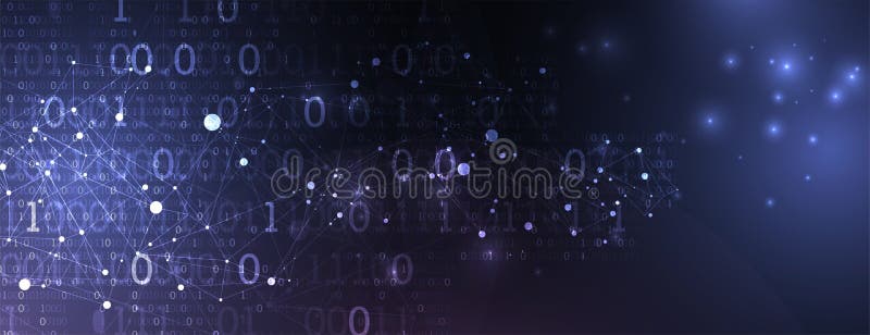 Technology Background With Plexus Effect Big Data Concept Binary Computer Code Stock Vector