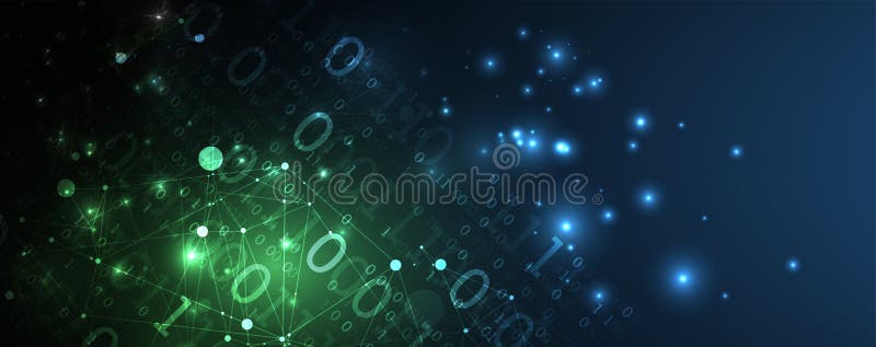 Technology Background With Plexus Effect Big Data Concept Binary Computer Code Stock Vector