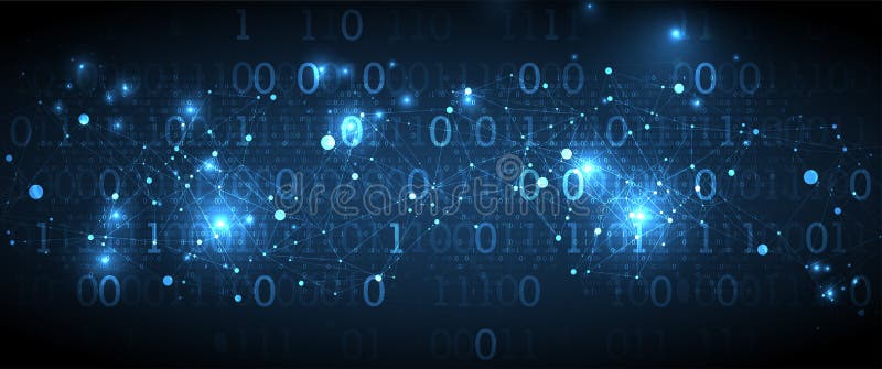 Technology Background with Plexus Effect. Big Data Concept. Binary ...