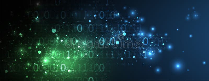 Technology Background With Plexus Effect Big Data Concept Binary Computer Code Stock Vector