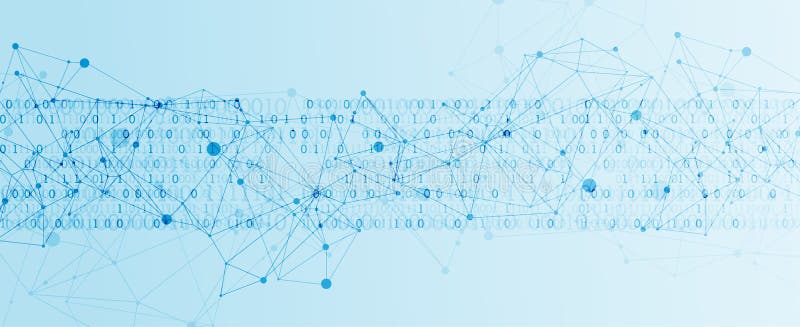 Technology Background With Plexus Effect Big Data Concept Binary Computer Code Stock Vector