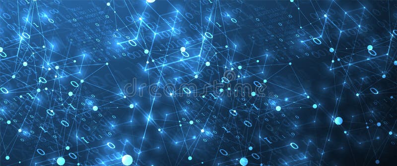 Technology Background With Plexus Effect Big Data Concept Binary Computer Code Stock Vector
