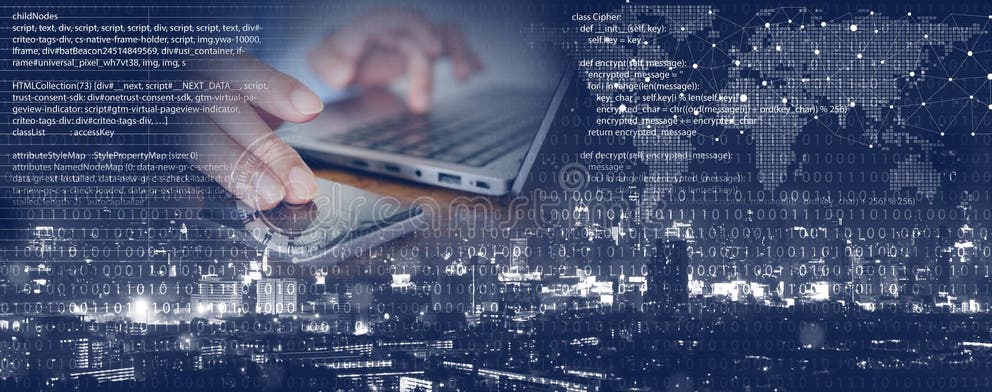 Technology Background: Programmer Using Computer Notebook for Coding ...