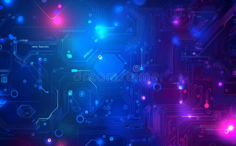 Technology Background in Shades of Purple and Blue with a Digital ...