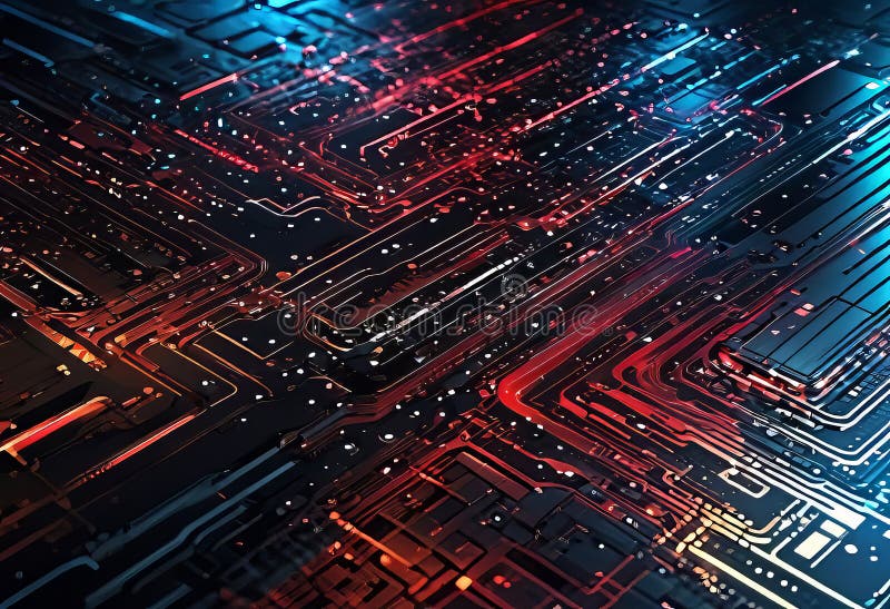 Technology Background with Surface Lines and Dots. Futuristic Digital ...