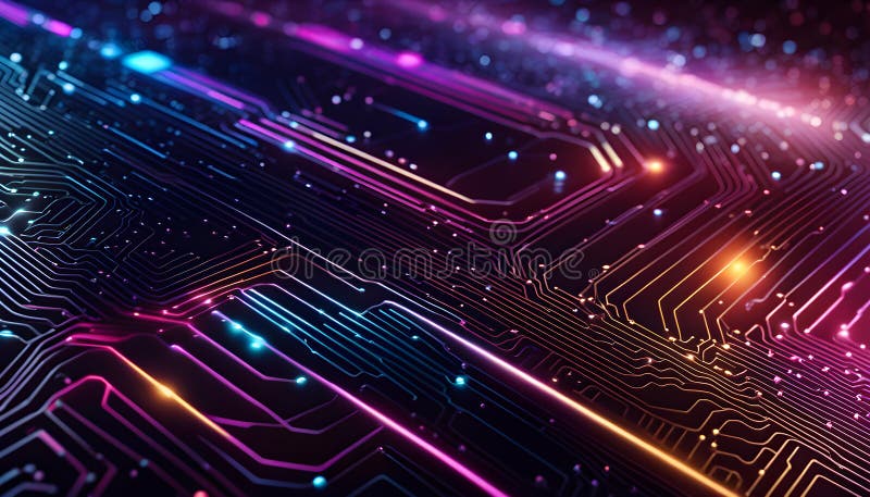 Technology Background with Surface Lines and Dots. Futuristic Digital ...