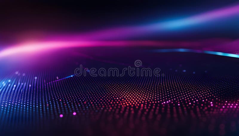Technology Background with Surface Lines and Dots. Futuristic Digital ...