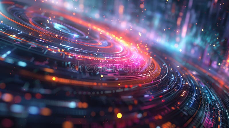 Technology Background, a Translucent, Iridescent Swirling Shape at the ...