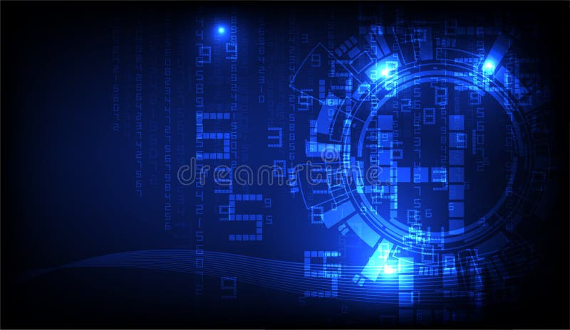 Technology Background, User Interface with Blue Lights and Various ...