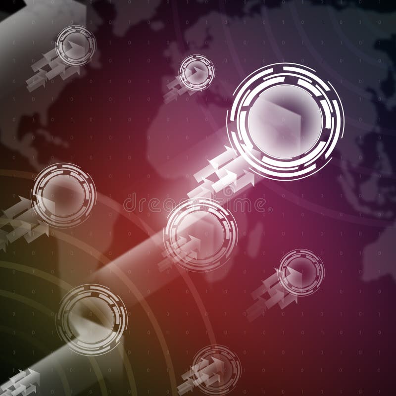 Technology Background On World Map Spectrum Screen Stock Illustration ...