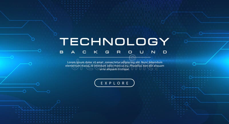 Technology Banner Blue Sky Background Concept With Light Effects Stock ...