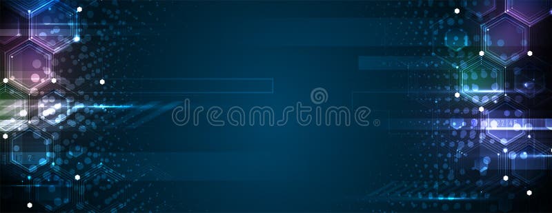 Technology Banner Design with Hexagons Abstract Background Stock Vector ...