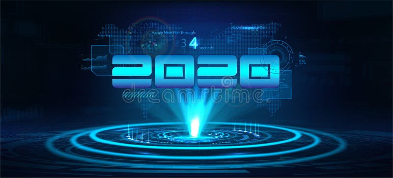 2020 Technology Banner. Happy New Year Concept Stock Vector ...