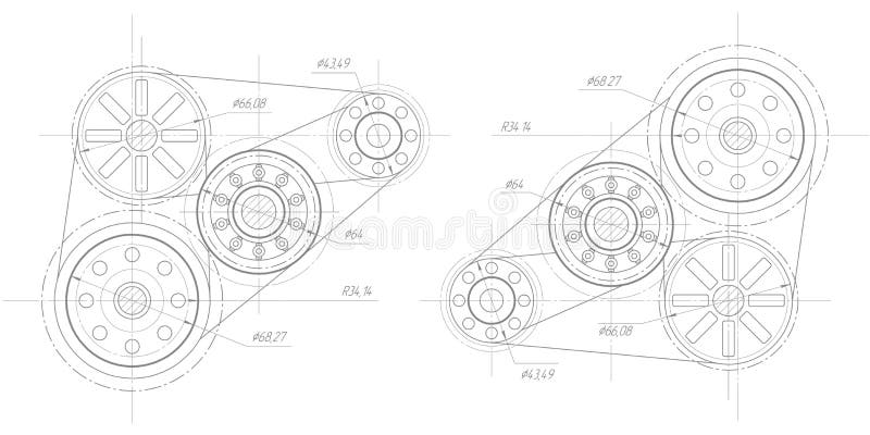 Technology Banner.Mechanical Engineering Background .Technical Drawing ...
