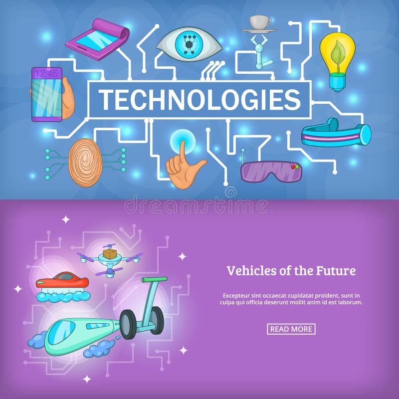 Technology Banner Set Template, Cartoon Style Stock Vector ... Technology Banner Set Template, Cartoon Style Stock Vector ...
