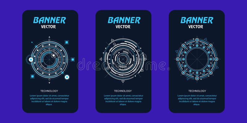 Technology Banners Set .Techno Background for Mobile Phone .Vector ...