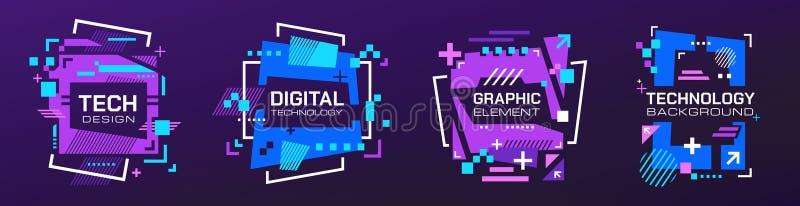 Technology Banners Shapes. Abstract Geometric Information with ...