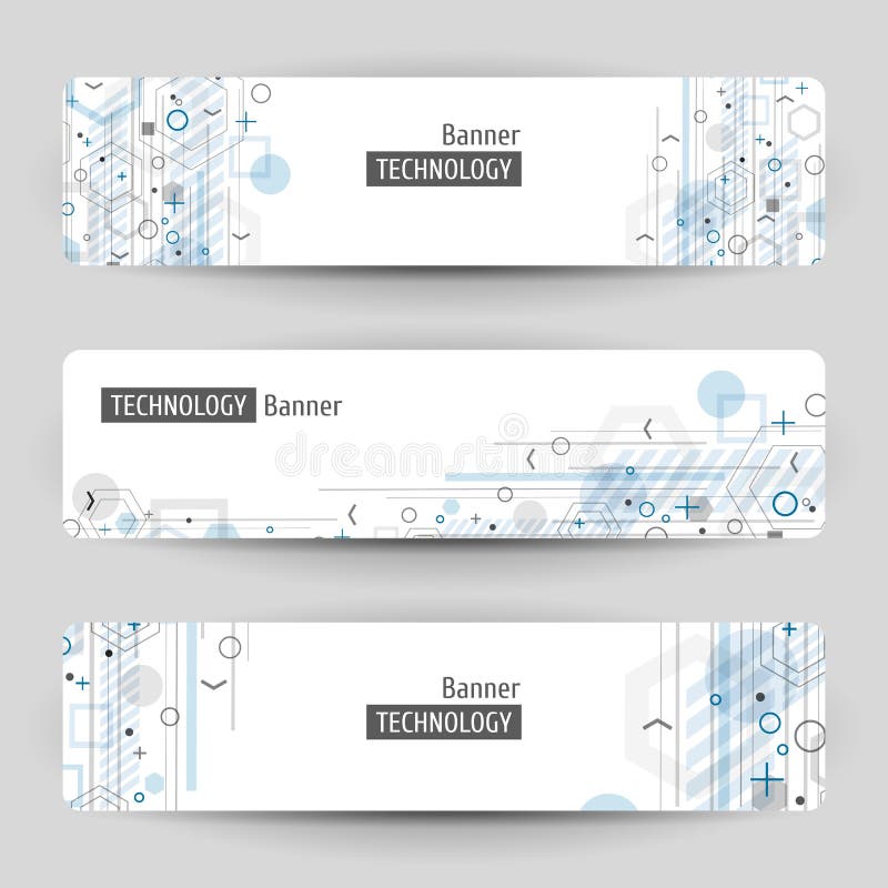 Three technology banners stock vector. Illustration of blank - 6581089