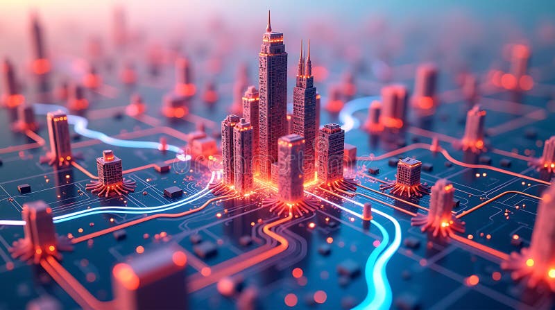 Technology-Based Urban Planning and Smart Grid Concept Stock Photo ...