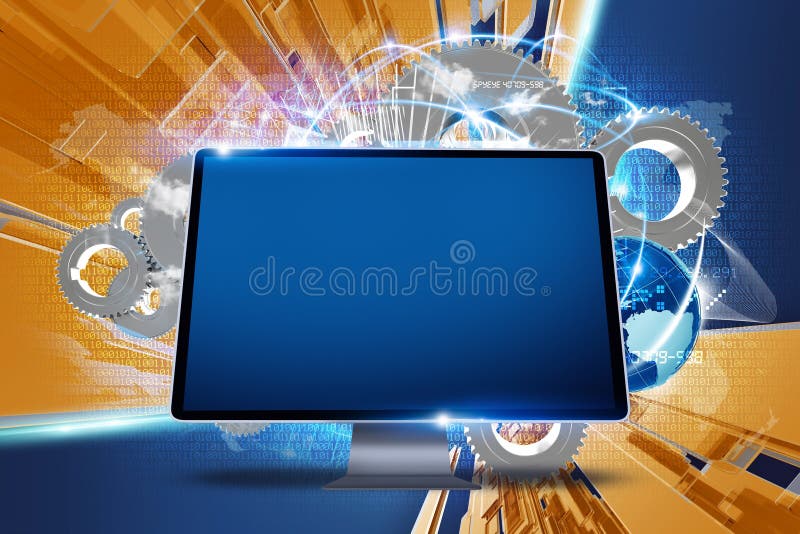Technology Behind the Screen Stock Illustration - Illustration of ...