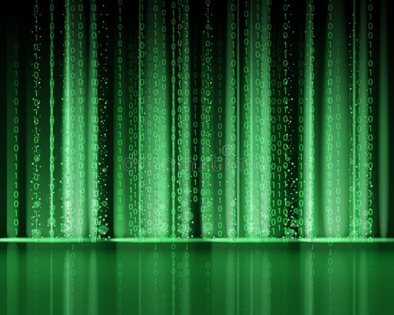 Technology Binary Abstract Background, Matrix Style, Green Color, Falling Numbers. Digital ...