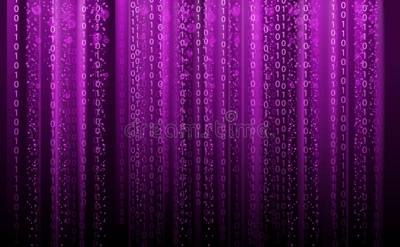 Technology Binary Abstract Background, Matrix Style, Purple Color, Falling Numbers. Digital ...