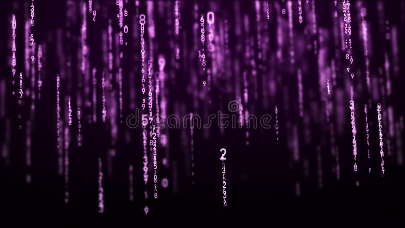 Technology Binary Code. Random Falling Digits on Screen. Hacked Software. Matrix Sciense ...