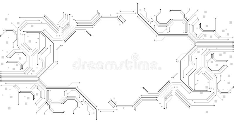 Technology Black Circuit Diagram on White Background Stock Vector ...