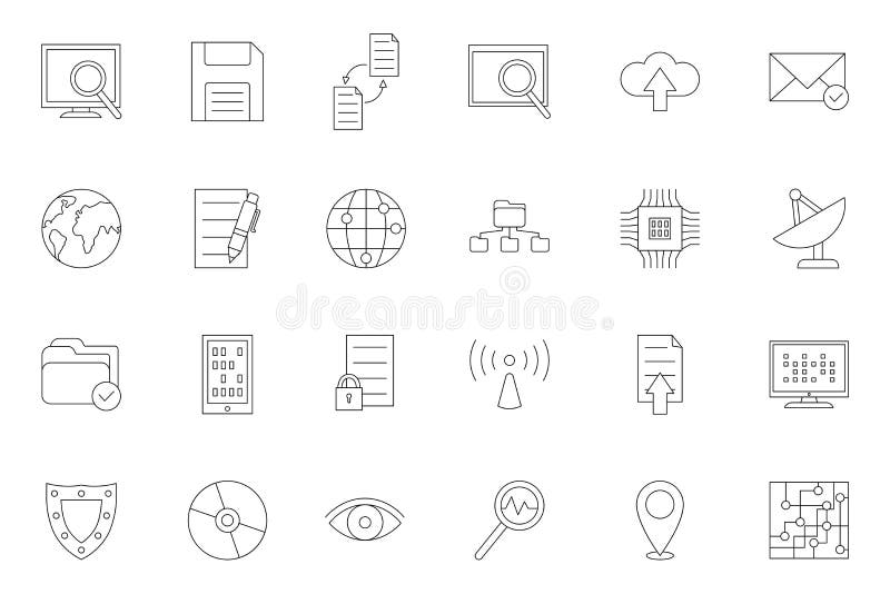 It Technology Black Icons Set Stock Illustration - Illustration of ...