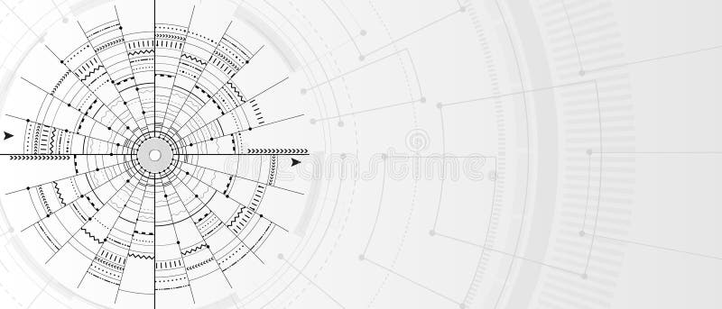 Technology Black Line Silhouette on Grey Abstract Background Stock ...