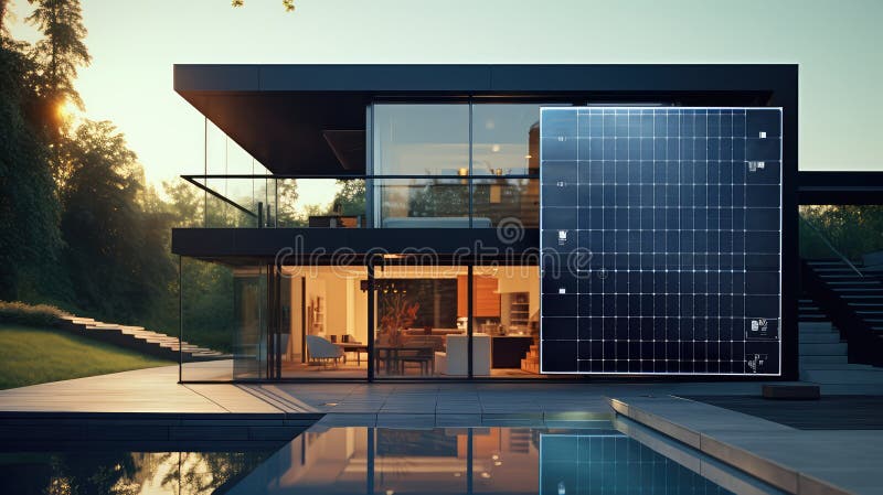 Technology Black Solar Panel Home Stock Illustration - Illustration of ...