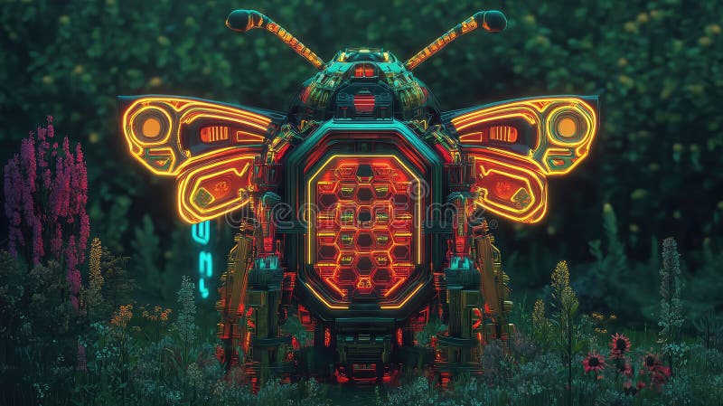 Technology Blinking Machine Hive Stock Illustration - Illustration of ...