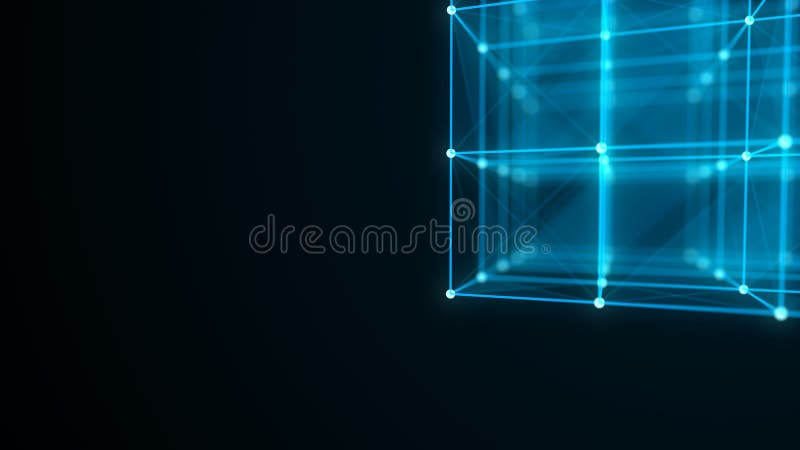 Futuristic Cube Of Particles And Lines Network Connection Big Data Abstract Technology