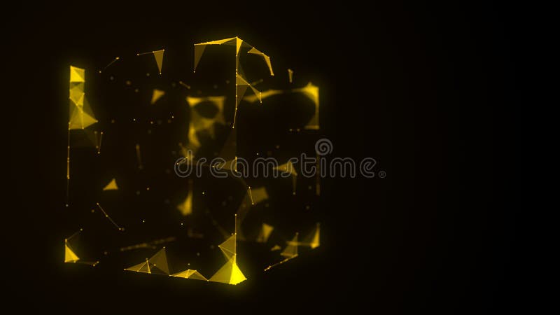 Futuristic Cube of Particles and Lines. Network Connection Big Data ...