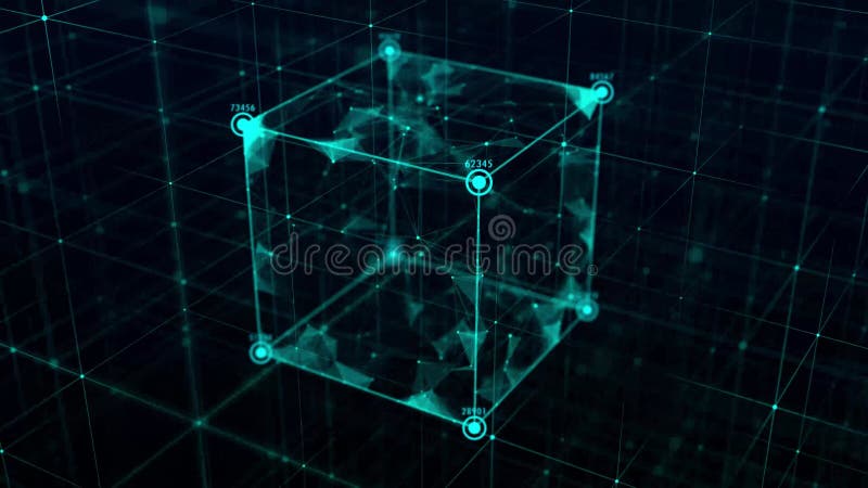 Technology Blockchain Concept. Dynamic Movement of a Digital Data Stream. Network Connections ...