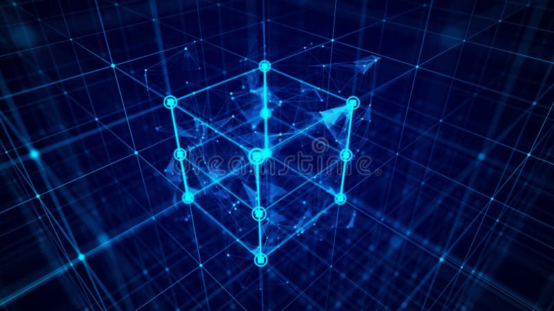 Technology Blockchain Concept. Visualization of the Dynamic Flow of the ...