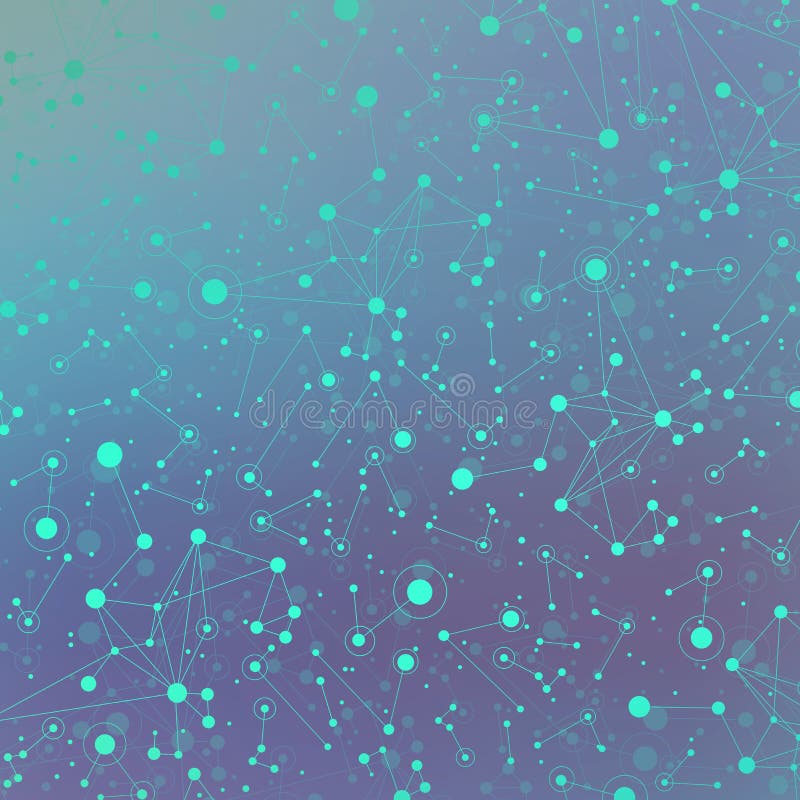 Technology Blue Background Molecule and Communication . Connected Line ...