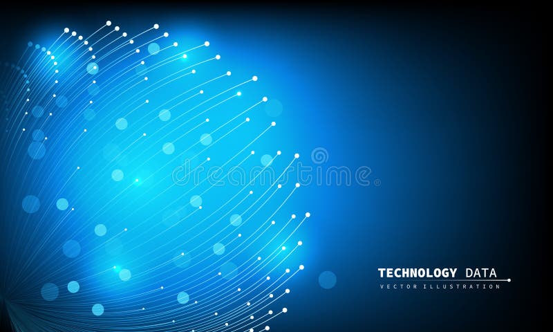 Technology Blue Data Fiber Obtic Lines Curve Connect Communication ...