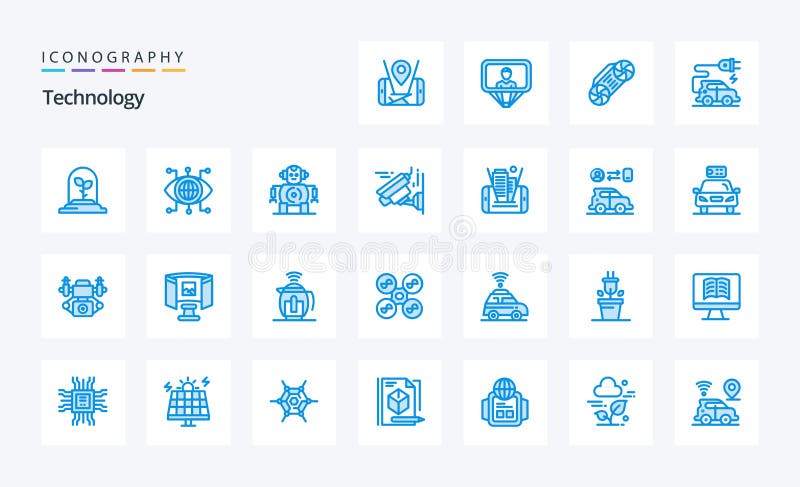 25 Technology Blue Icon Pack. Vector Icons Illustration Stock Vector ...