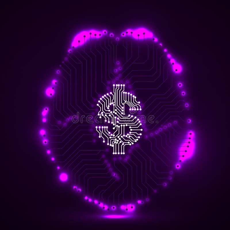 Technology Brain with Dollar Sign Inside Stock Vector - Illustration of ...