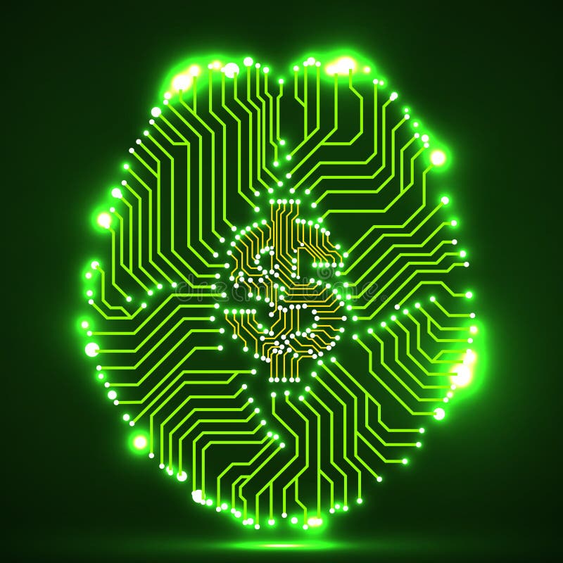 Technology Brain with Dollar Sign Inside Stock Vector - Illustration of ...