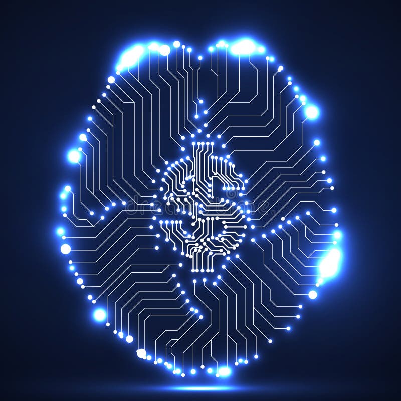 Technology Brain with Dollar Sign Inside Isolated on White Background ...