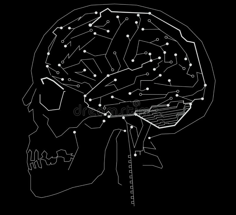Technology Brain Human Scull Stock Illustration - Illustration of ...