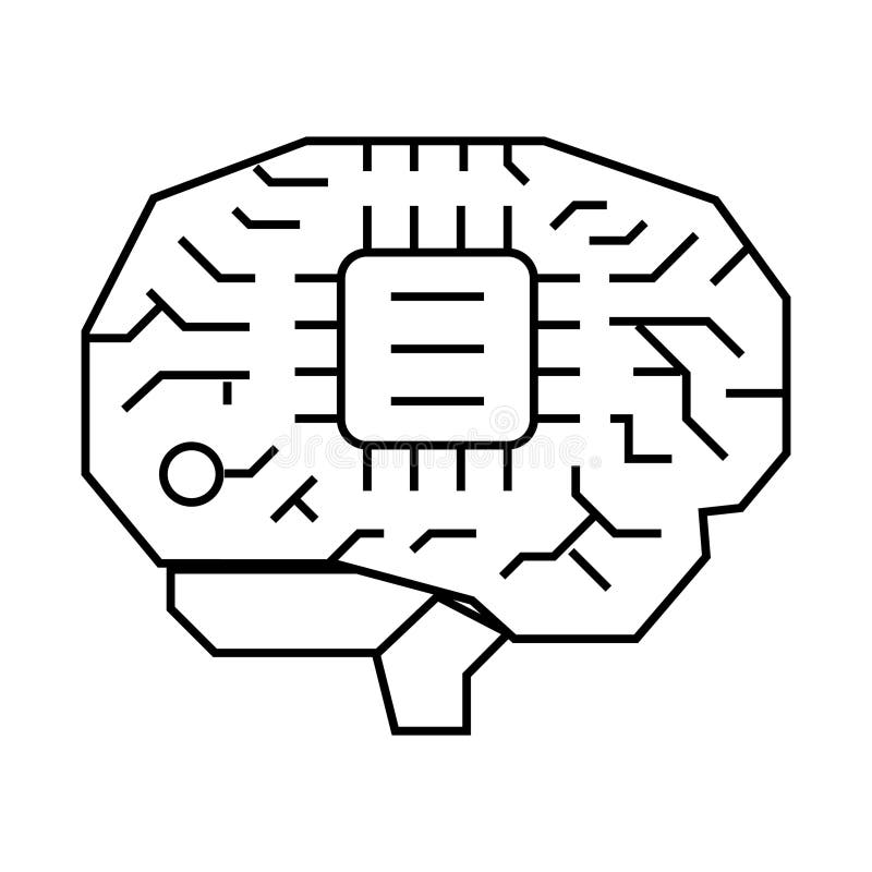 Technology Brain Line Icon Vector Illustration Stock Vector ...