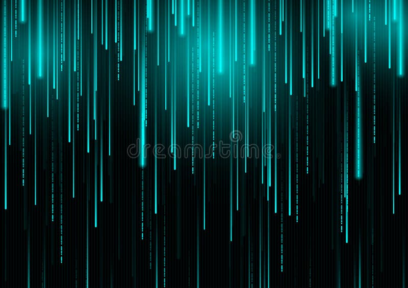 A Bright Blue Beam Moves Down. Sparkling Neon Particles. Futuristic ...