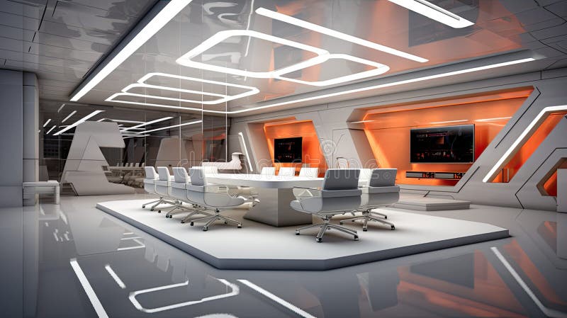 Technology Building Interior Stock Illustration - Illustration of ...