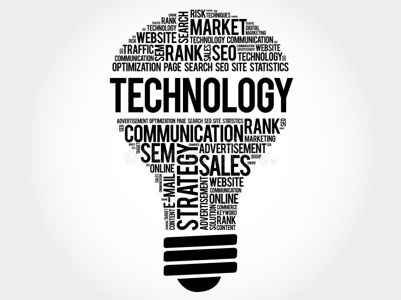 TECHNOLOGY bulb word cloud stock illustration. Illustration of ...