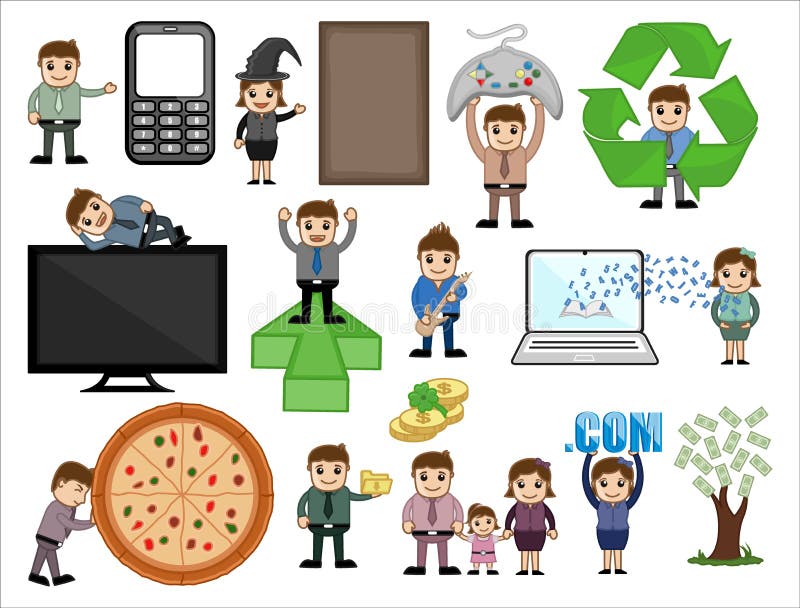 Technology and Business Cartoon Concepts Stock Vector - Illustration of ...